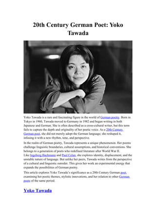 20th Century German Poet Yoko Tawada.docx