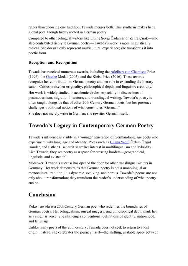 20th Century German Poet Yoko Tawada.docx