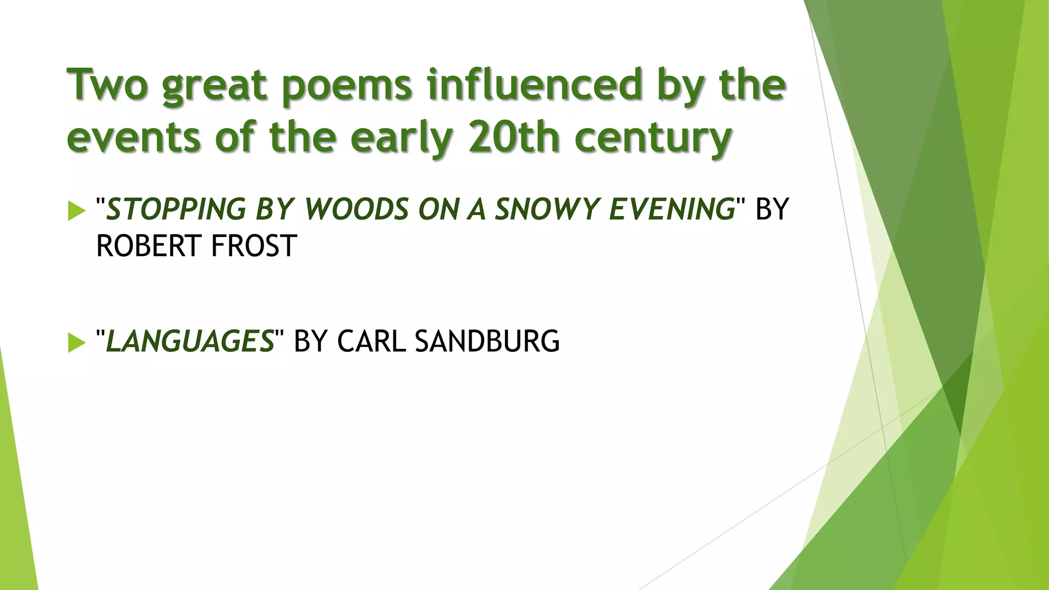 20th century influence to poetry | PPTX