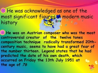 20th century music arnold shoenberg | PPTX