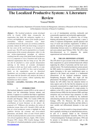 The Localized Productive System A Literature Review | PDF