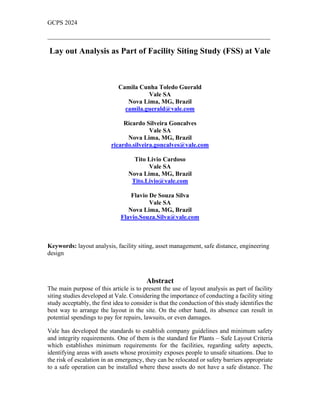 Lay out Analysis as Part of Facility Siting Study (FSS) - 20th GCPS ...