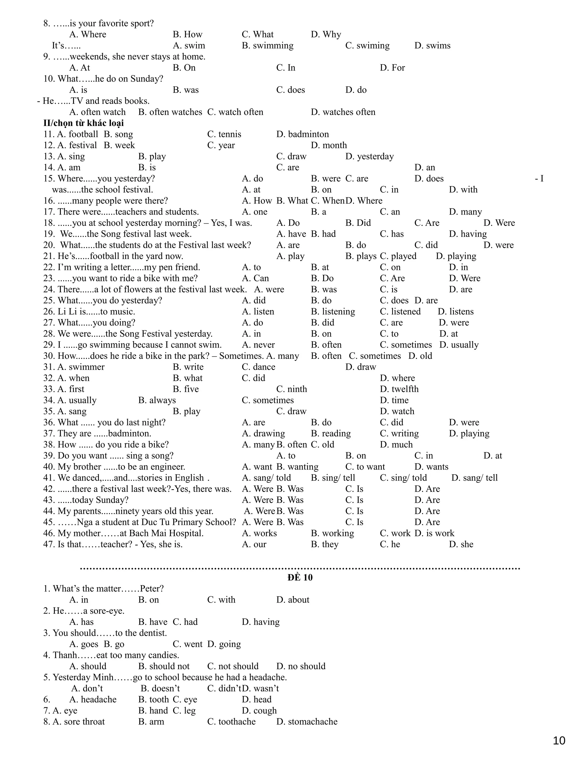 20 đề thi học sinh giỏi tiếng anh lớp 5 | DOC