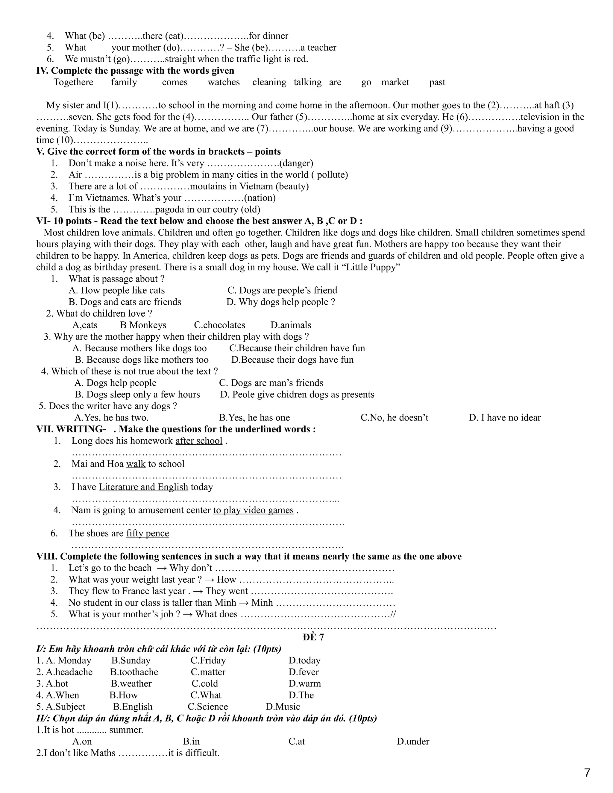 20 đề thi học sinh giỏi tiếng anh lớp 5 | DOC