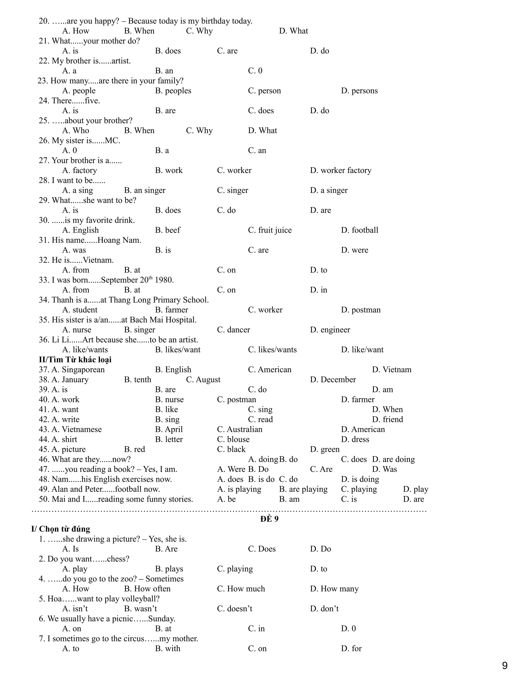 20 đề thi học sinh giỏi tiếng anh lớp 5 | DOC