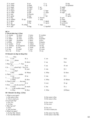 20 đề thi học sinh giỏi tiếng anh lớp 5 | DOC