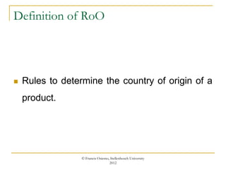 Rules of Origin in the Tripartite Free Trade Agreement | PPTX