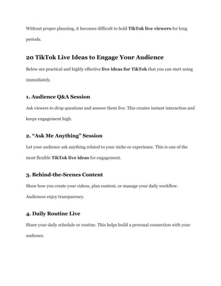 20 TikTok Live Ideas to Engage Your Audience in 2026 .pdf