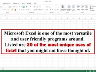 20 Unique Uses of Excel Spreadsheets | PPT