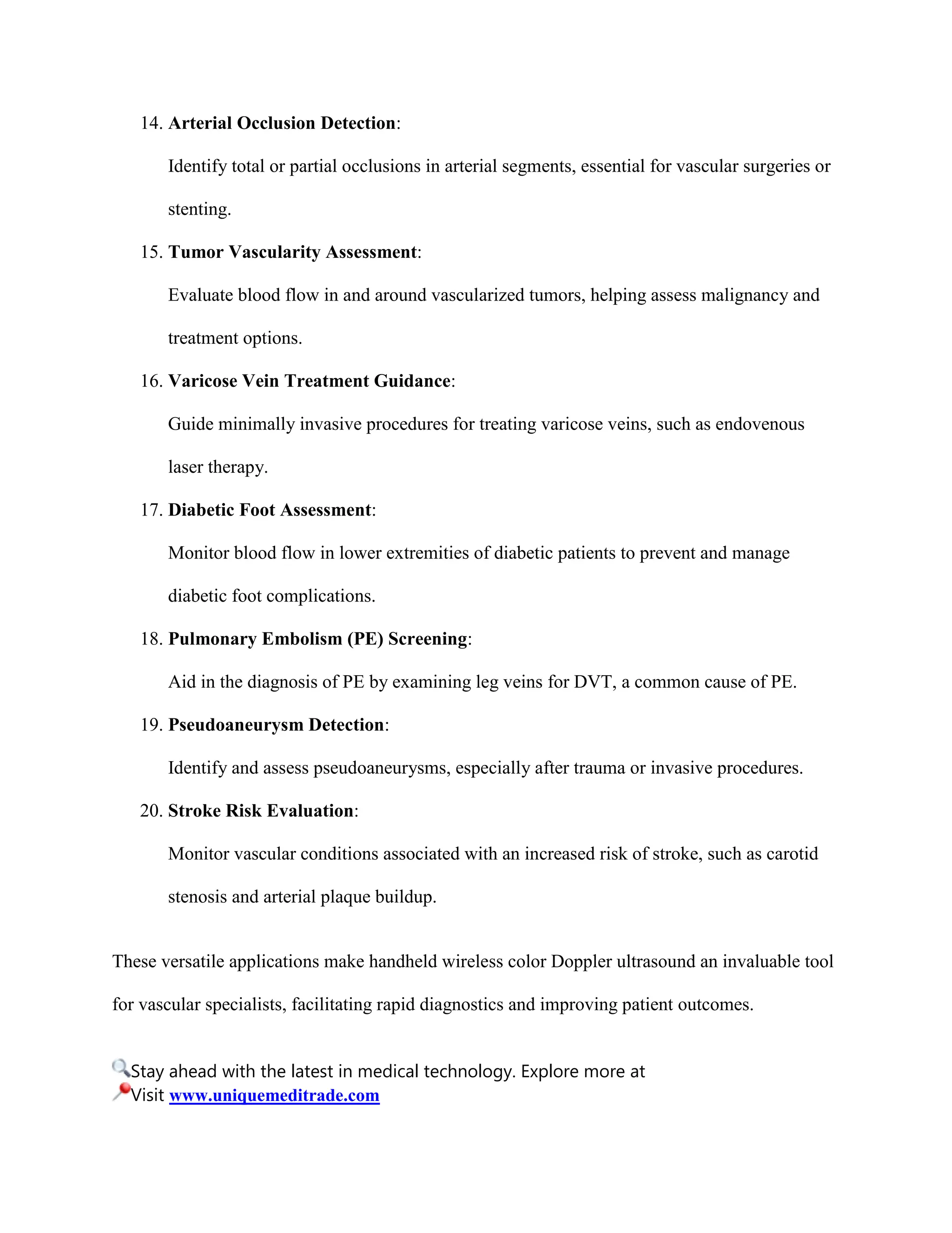 20 Vascular Applications of Handheld Wireless Color Doppler Ultrasound ...