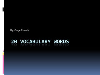 20 Vocabulary Words | PPTX