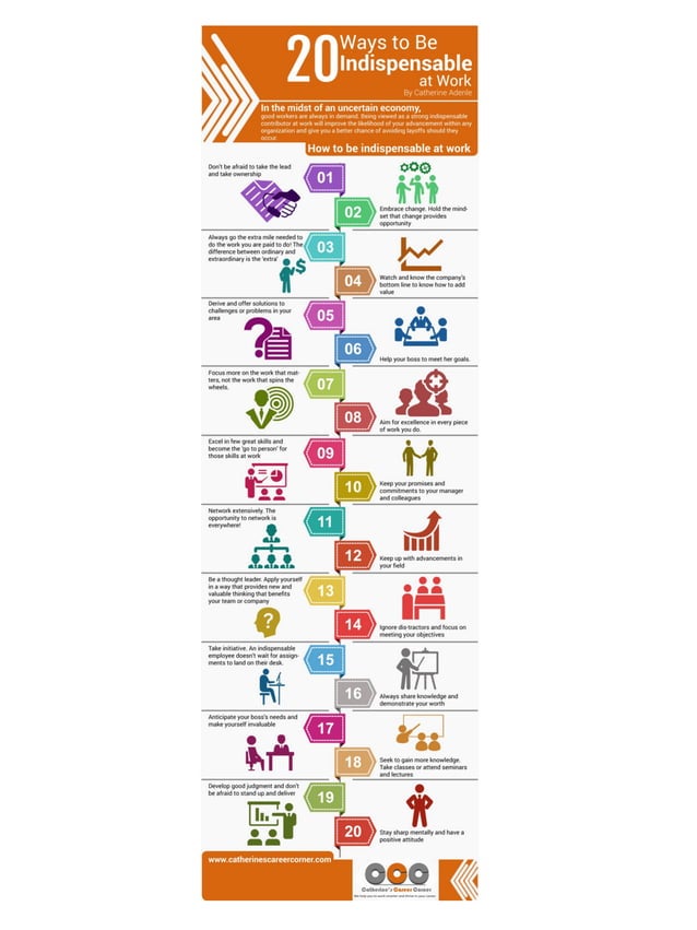 20 Ways to Be Indispensable at Work (Infographic) | PDF