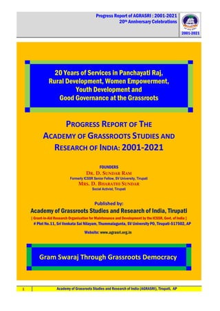 20 years progress report of agrasri 2001-2021-two decades of services in rural india | PDF