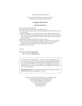 IMF World Economic Outlook, Managing Divergent Recoveries April 2021 | PDF