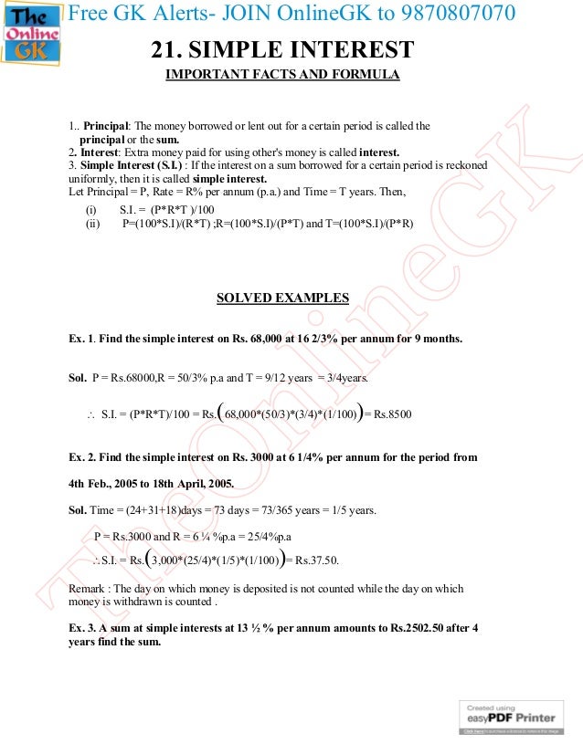 21 Simple Intrest