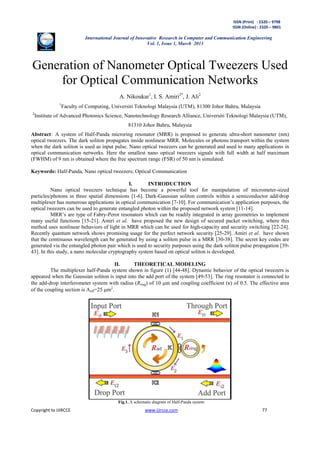 Generation of Nanometer Optical Tweezers Used for Optical Communication Networks | PDF | Physics ...