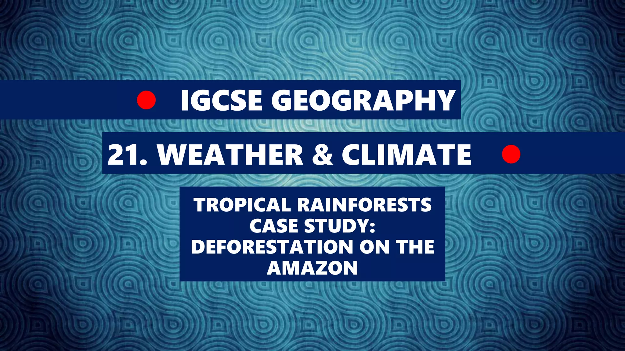 GEOGRAPHY IGCSE: TROPICAL RAINFORESTS. DEFORESTATION ON THE AMAZON | PPTX