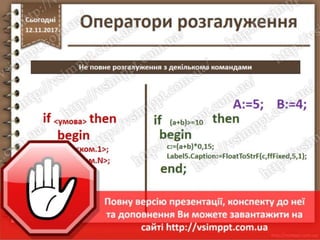 Урок 21 для 11 класу - Оператори розгалуження | PPT