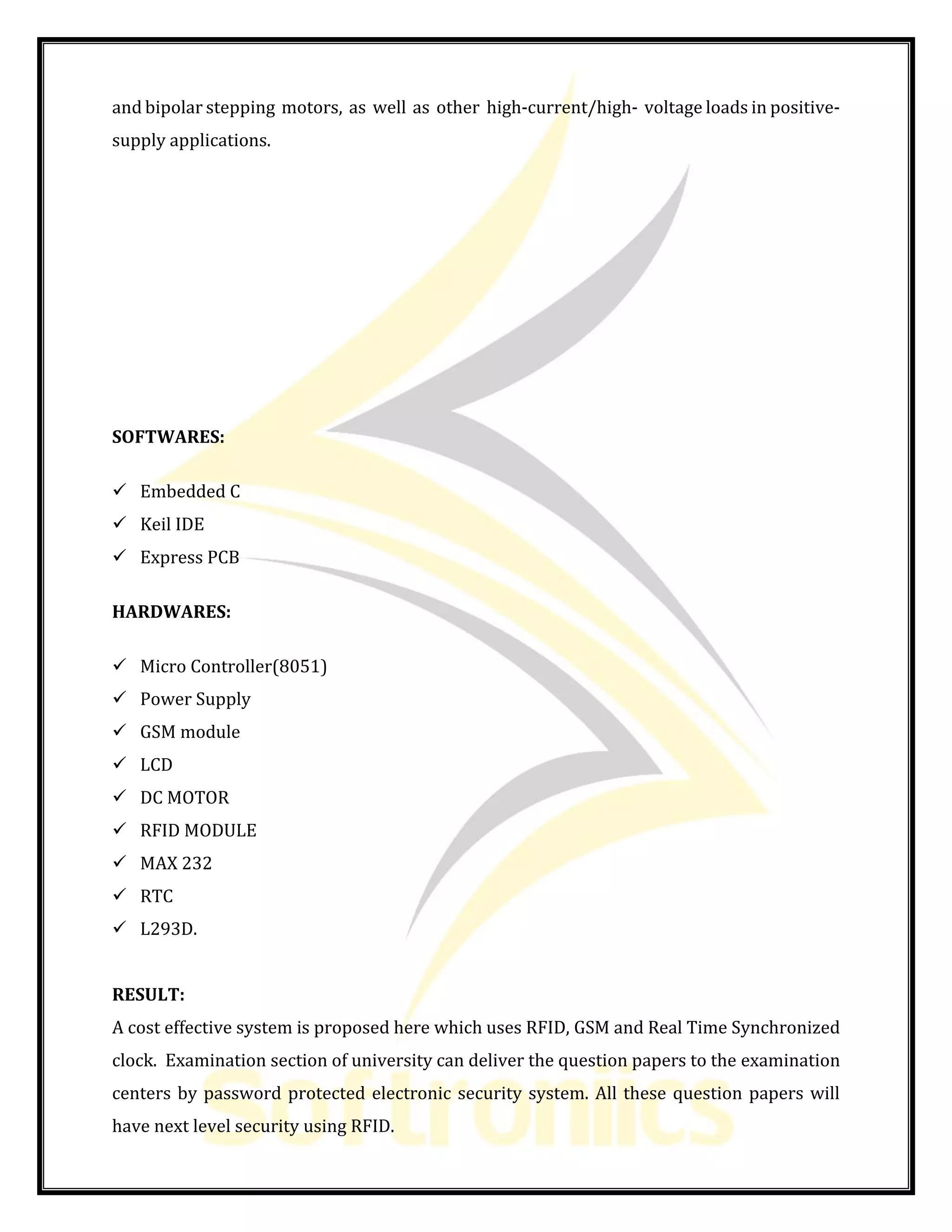 ELECTRONIC PROTECTION FOR EXAM PAPER LEAKAGE | PDF