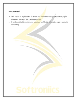 ELECTRONIC PROTECTION FOR EXAM PAPER LEAKAGE | PDF