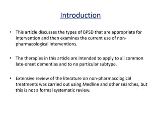 Non-pharmacological interventions in dementia | PPTX