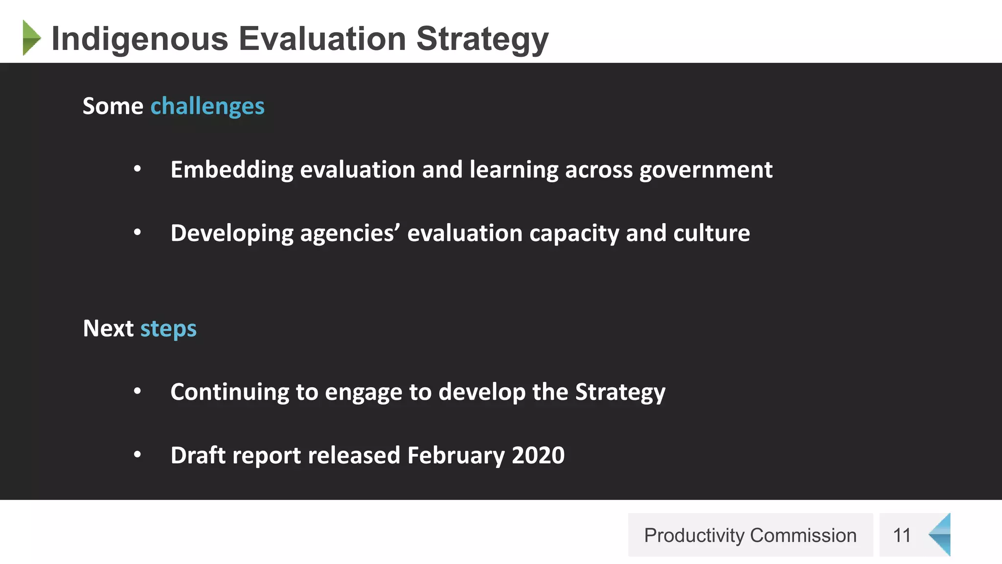 Indigenous Evaluation Strategy - Productivity Commissioner, Romalie ...