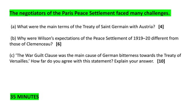 TREATY OF VERSAILLES - TEST 1 | PPTX
