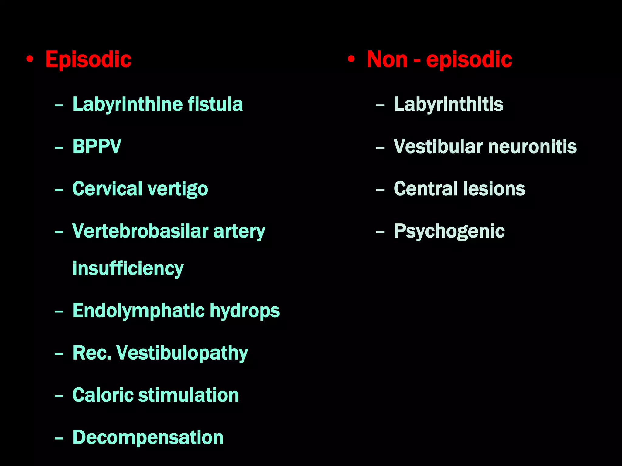 Evaluation of vertigo | PPT