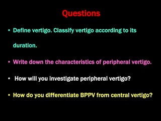 Evaluation of vertigo | PPT