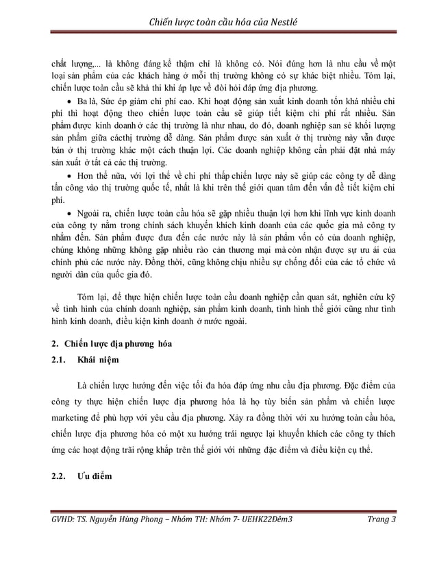 Tiểu luận Quản trị kinh doanh quốc tế Chiến lược toàn cầu của Nestlé, HAY | DOC