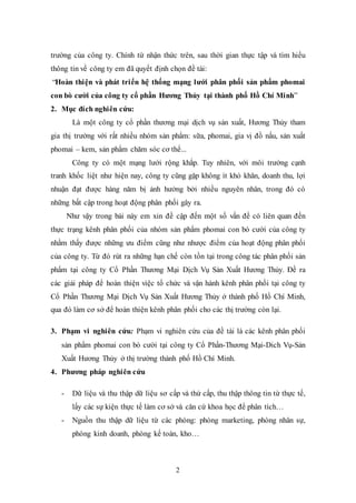 Đề tài: Hoàn thiện và phát triển hệ thống mạng lưới phân phối sản phẩm phomai con bò cười của ...