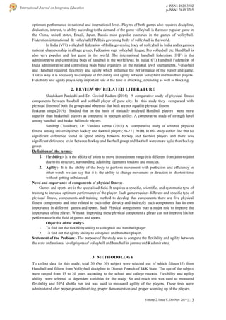 Comparative study on the agility and flexibility ability of state and ...