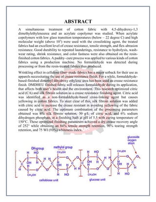 Recent Trends in Anti-crease finishing of cotton | PDF