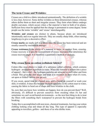 Recent Trends in Anti-crease finishing of cotton | PDF