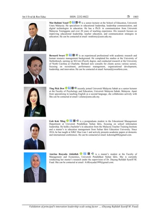 Validation of principal’s innovation leadership scale using factor ...