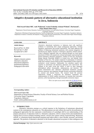 Adaptive dynamic pattern of alternative educational institution in Java ...