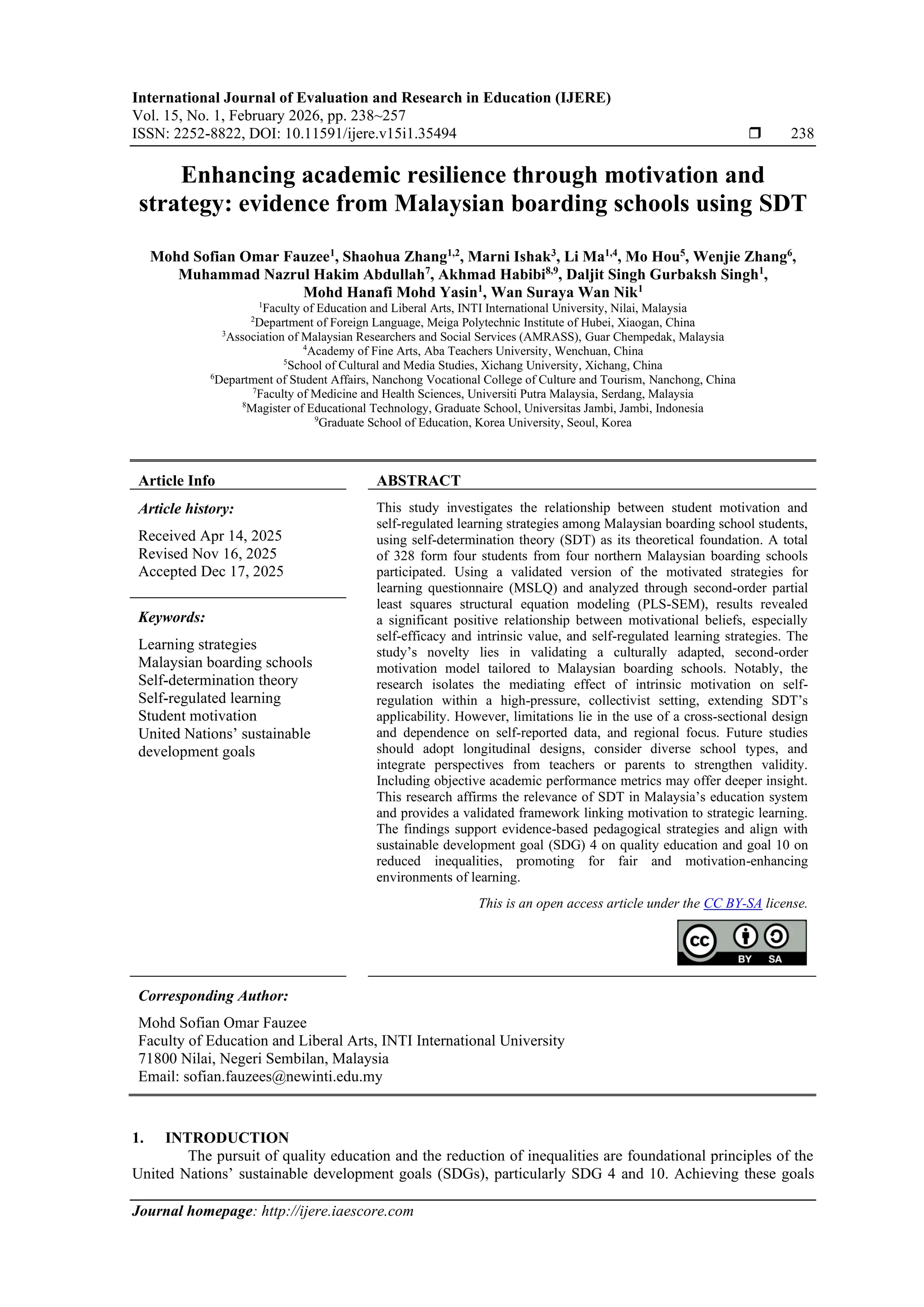 Enhancing academic resilience through motivation and strategy: evidence from Malaysian boarding ...