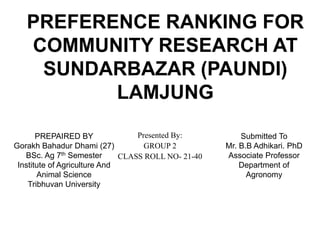 Preference Ranking for community Research | PDF