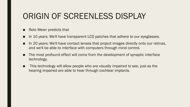 Exploring Screenless Displays: The Future of Visual Technology | PPTX