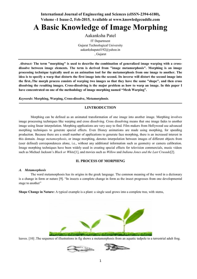 A Basic Knowledge of Image Morphing | PDF | 3-D Graphics | Computer Software and Applications