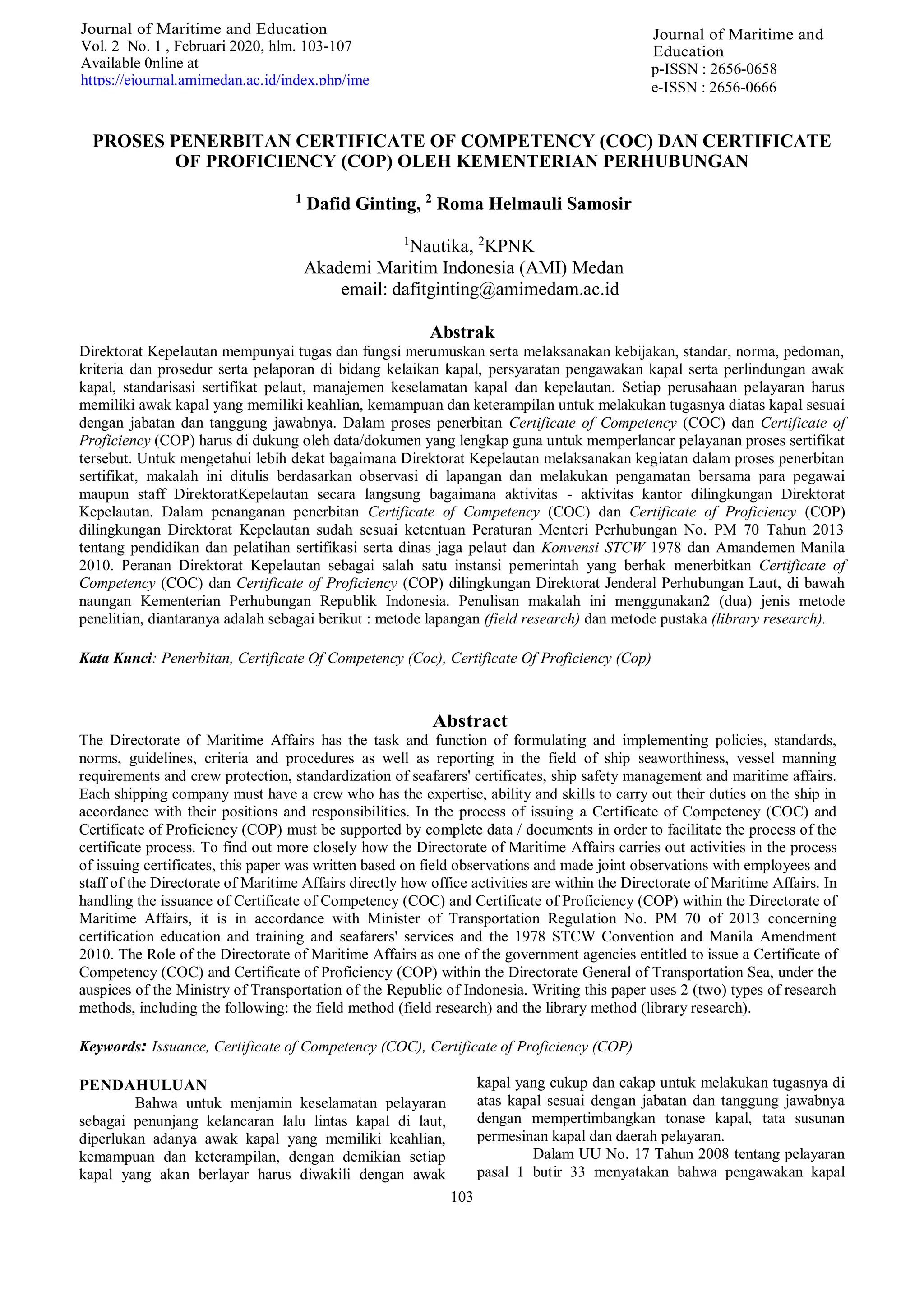 Proses penerbitan Certificate Of Competency dan Certificate Of ...