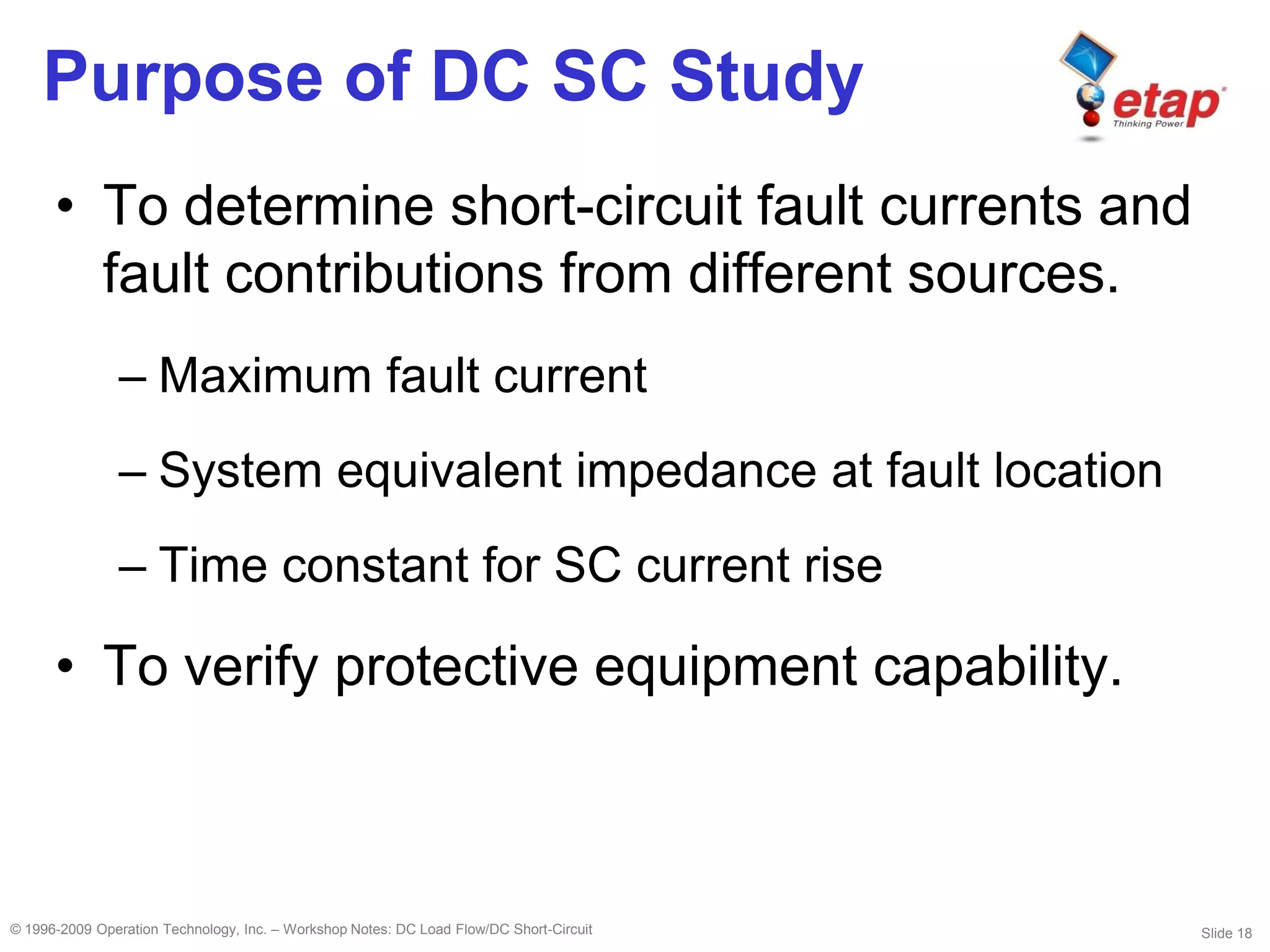 ETAP - dc lf and dc sc | DC Load Flow & DC short-Circuit | PDF