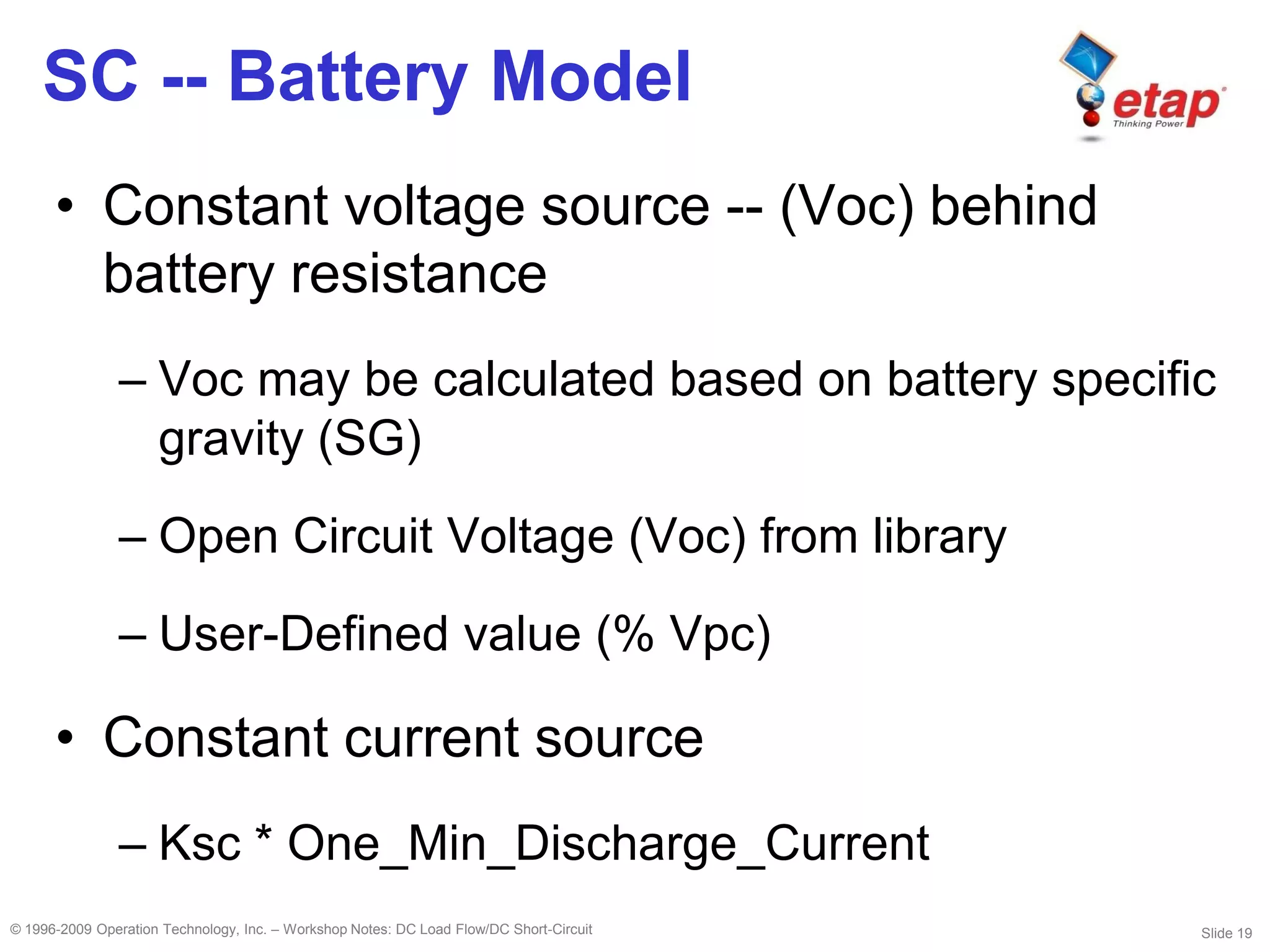 ETAP - dc lf and dc sc | DC Load Flow & DC short-Circuit | PDF