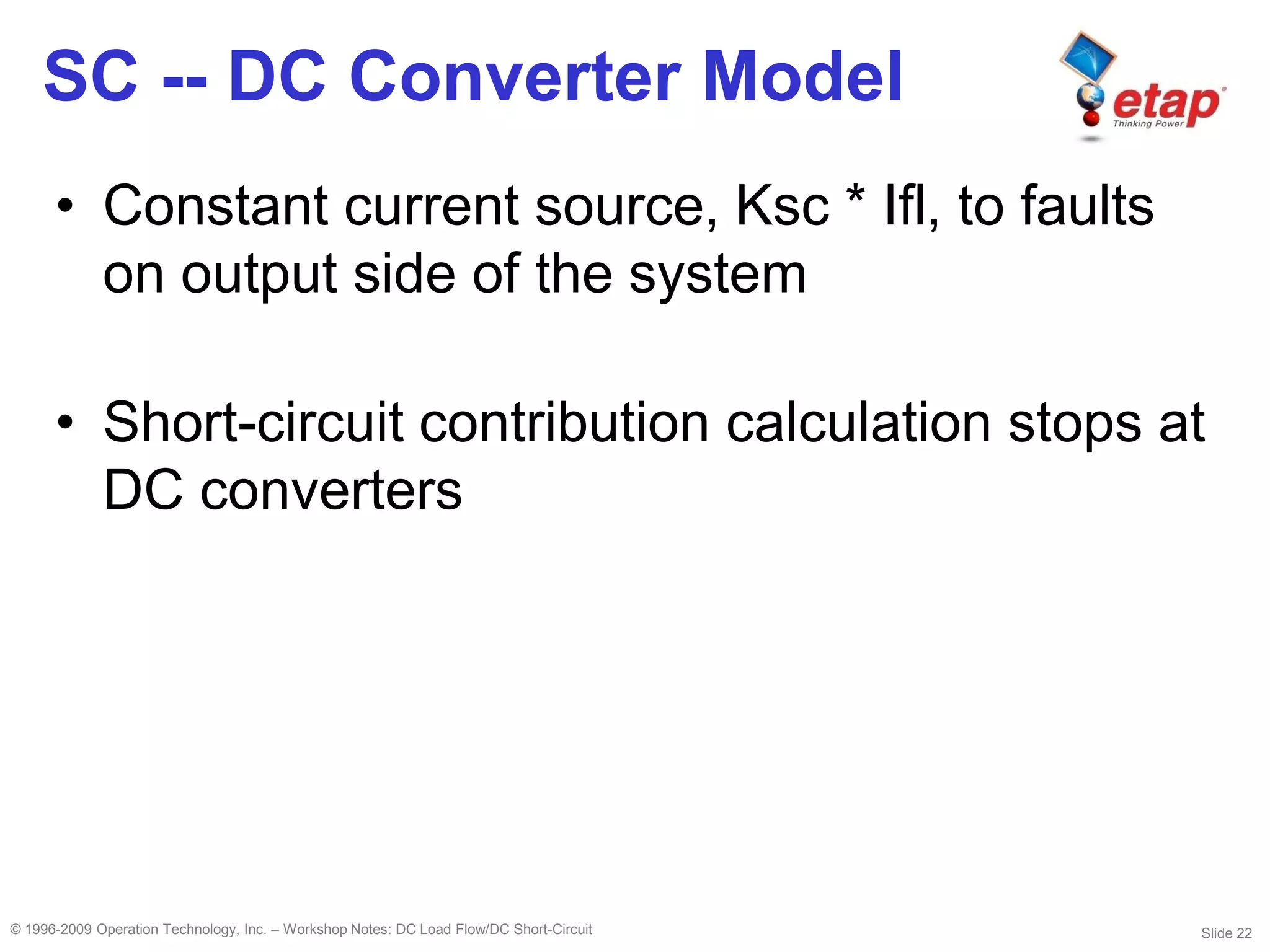 ETAP - dc lf and dc sc | DC Load Flow & DC short-Circuit | PDF