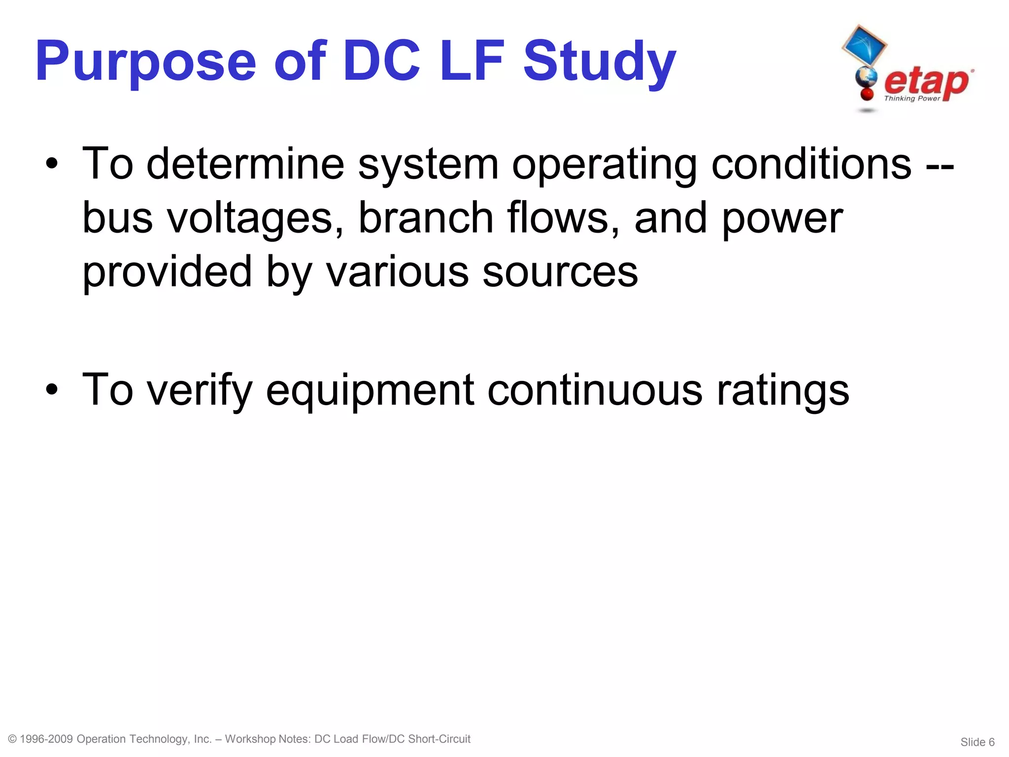 ETAP - dc lf and dc sc | DC Load Flow & DC short-Circuit | PDF