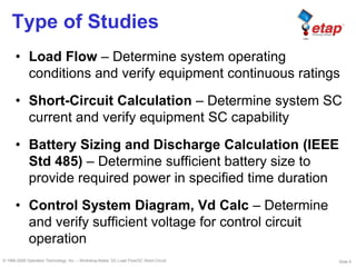 ETAP - dc lf and dc sc | DC Load Flow & DC short-Circuit | PDF