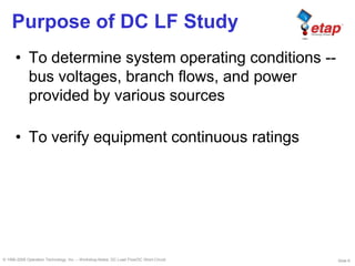 ETAP - dc lf and dc sc | DC Load Flow & DC short-Circuit | PDF