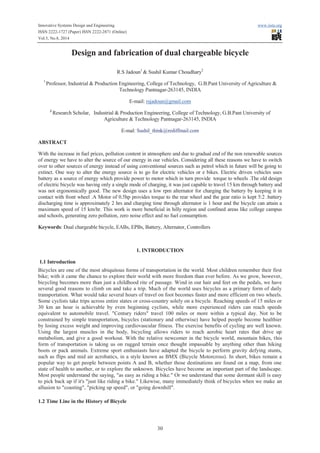 Design and fabrication of dual chargeable bicycle | PDF