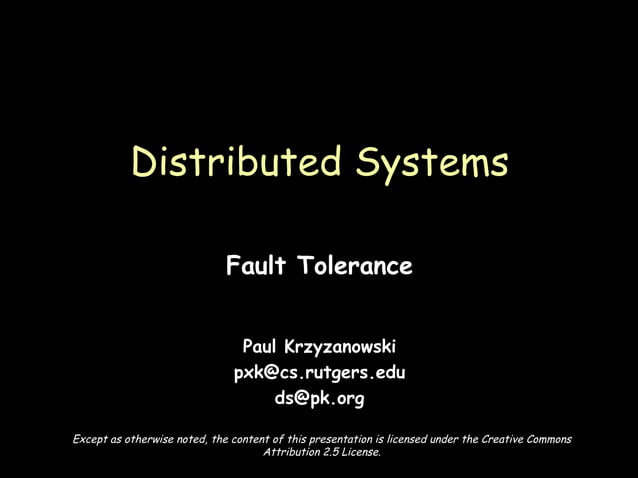 Fault Tolerance Distributed Computing Ppt
