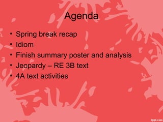 21. finish summary poster, jeopardy, 4 a text | PPT